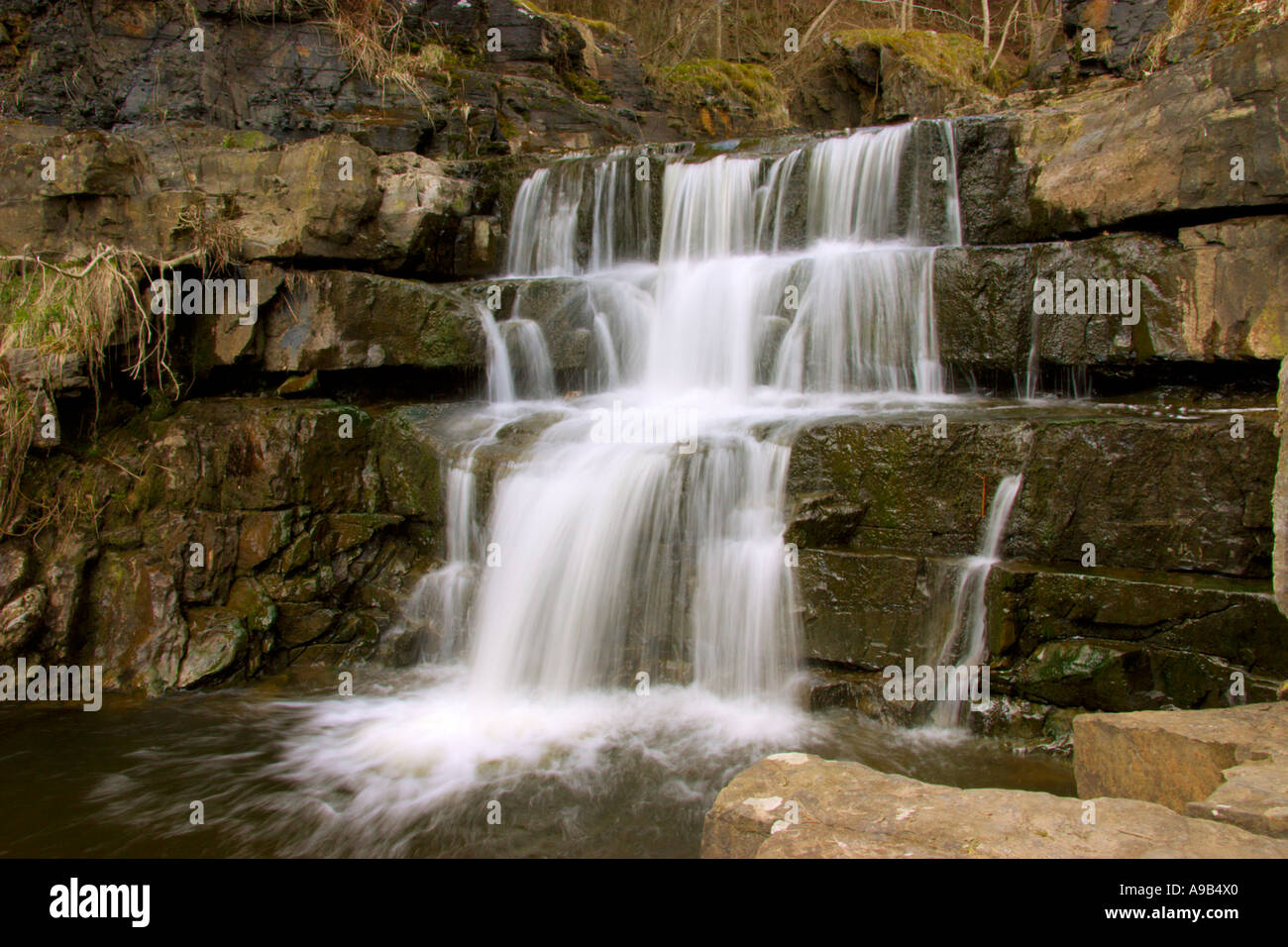 Waterfall at Bowlees, Teesdale, UK Stock Photo - Alamy