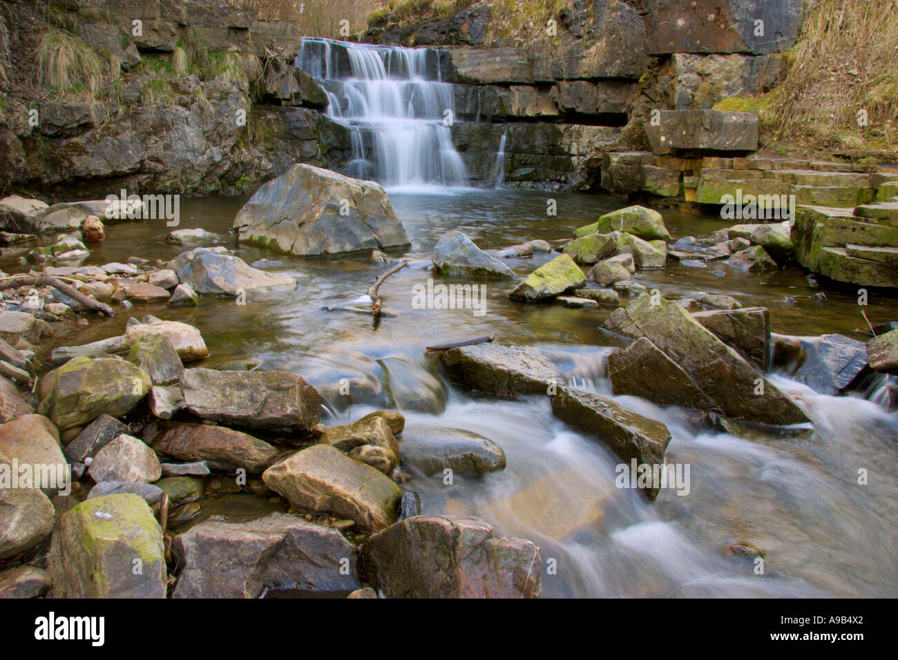 Waterfall at Bowlees, Teesdale, UK Stock Photo - Alamy