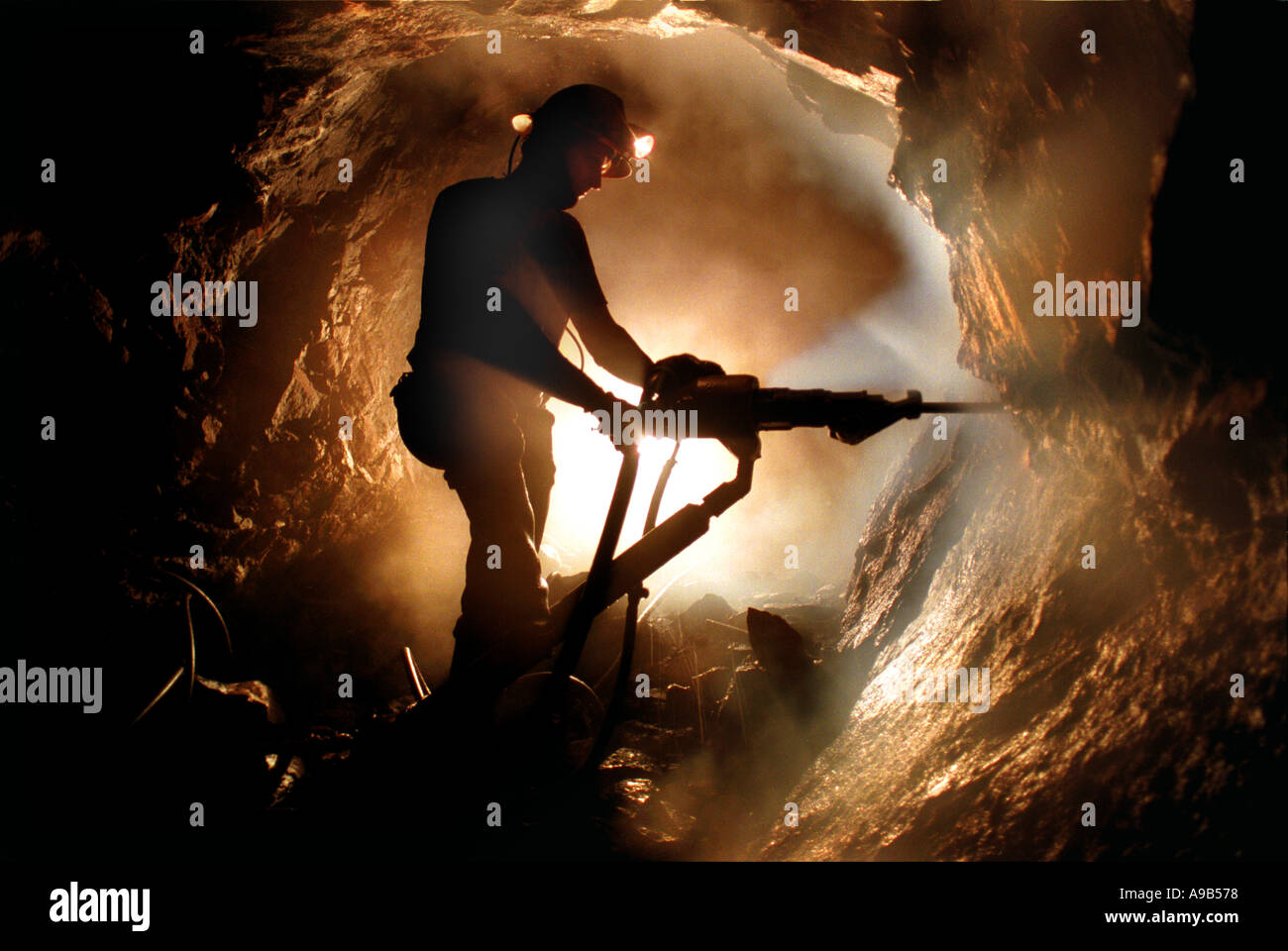 A Cornish tin miner at work at the old Geevor Tin Mine near Camborne ...