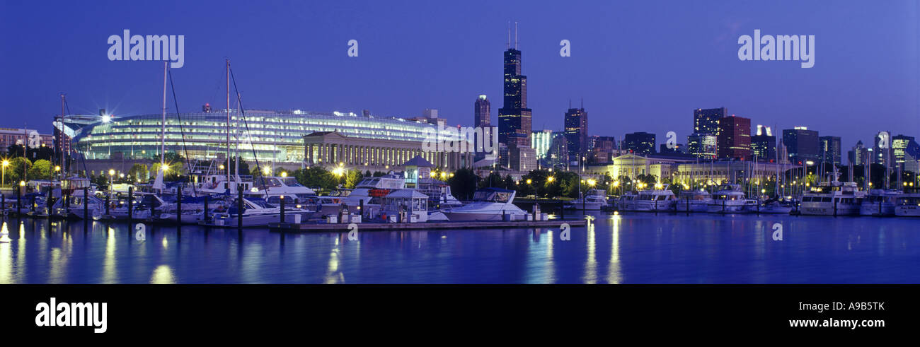 SOLDIER FIELD STADIUM LAKESHORE SKYLINE BURNHAM PARK HARBOR MARINA ...