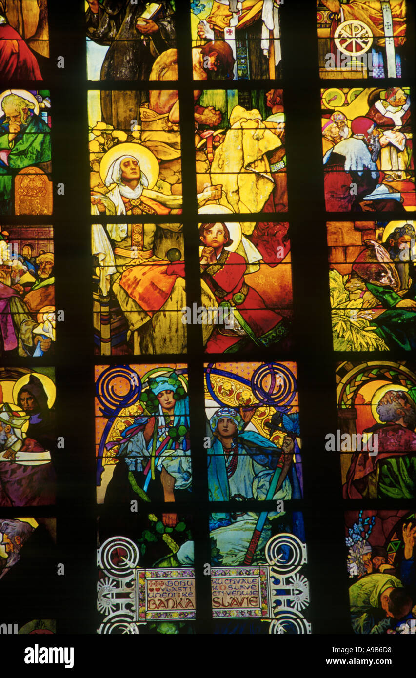 Stained glass window made by Alfons Mucha inside St Vitus s Cathedral ...