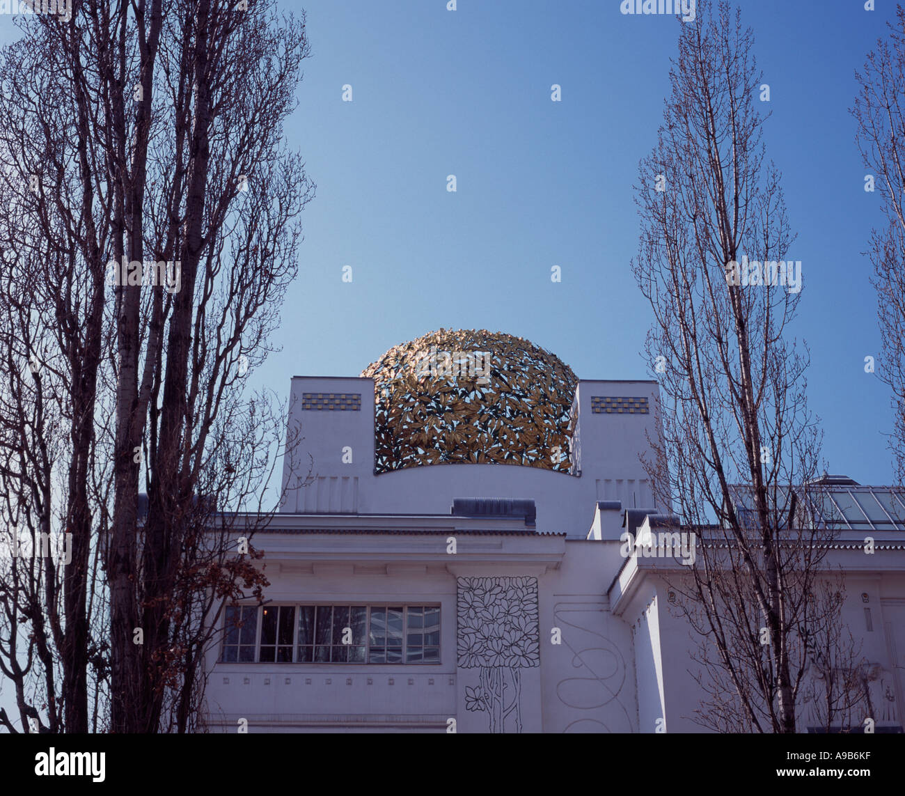 The side of the Art Nouveau Secession building, Vienna, Austria Stock ...