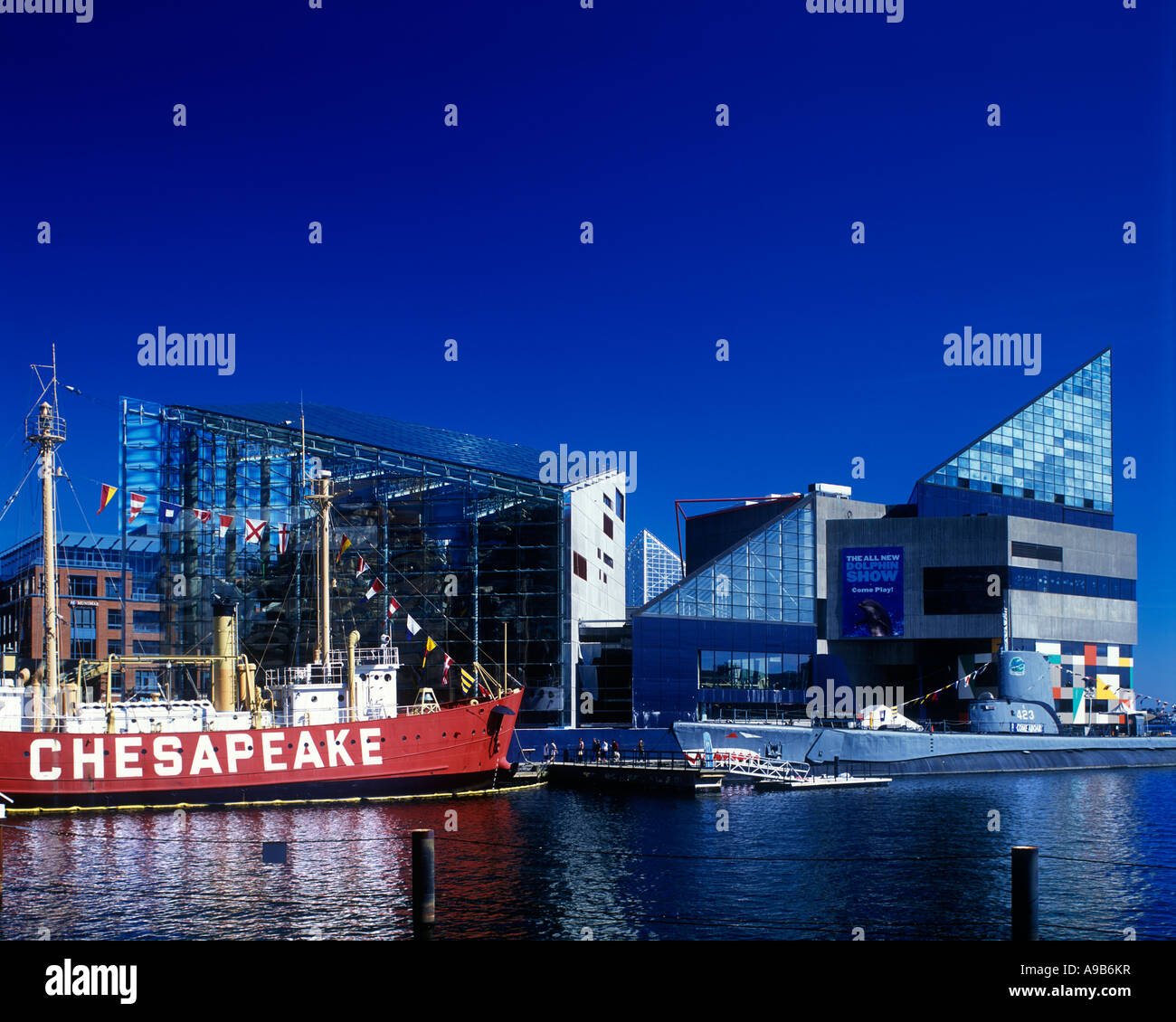CHESAPEAKE LIGHTSHIP MARITIME MUSEUM INNER HARBOR SKYLINE BALTIMORE ...