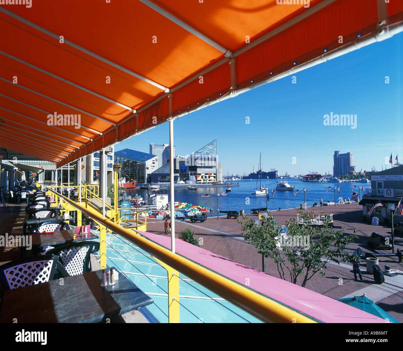 RESTAURANTS INNER HARBOR SKYLINE BALTIMORE MARYLAND USA Stock Photo - Alamy