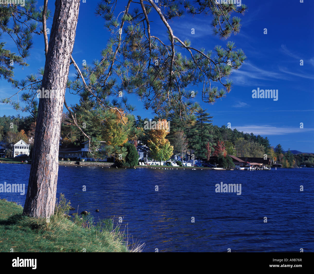 FALL FOLIAGE LAKE FLOWER LAKE SARANAC ADIRONDACK PARK NEW YORK STATE ...