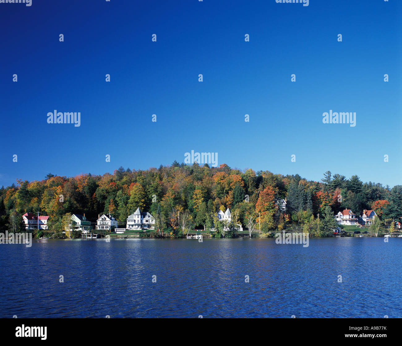 FALL FOLIAGE LAKE FLOWER LAKE SARANAC ADIRONDACK PARK NEW YORK STATE ...
