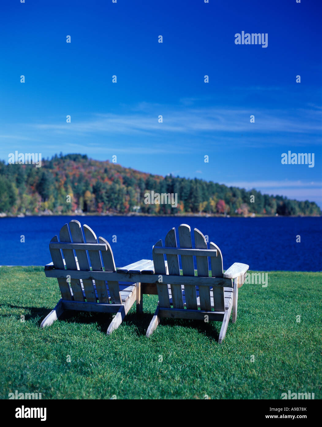 FALL ADIRONDACK CHAIRS LONG LAKE ADIRONDACK PARK NEW YORK STATE USA ...