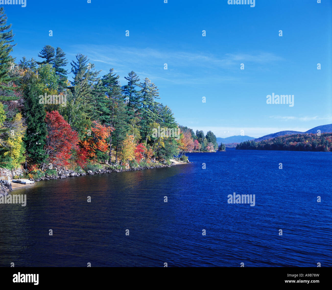 SCENIC FALL FOLIAGE LONG LAKE ADIRONDACK PARK NEW YORK STATE USA Stock ...