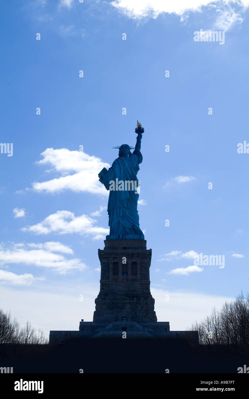 Rear View, Back Of, Behind The Statue Of Liberty New York NY USA Stock ...