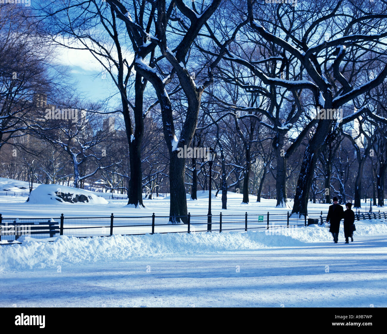 Central park snow new york mall hi-res stock photography and images - Alamy