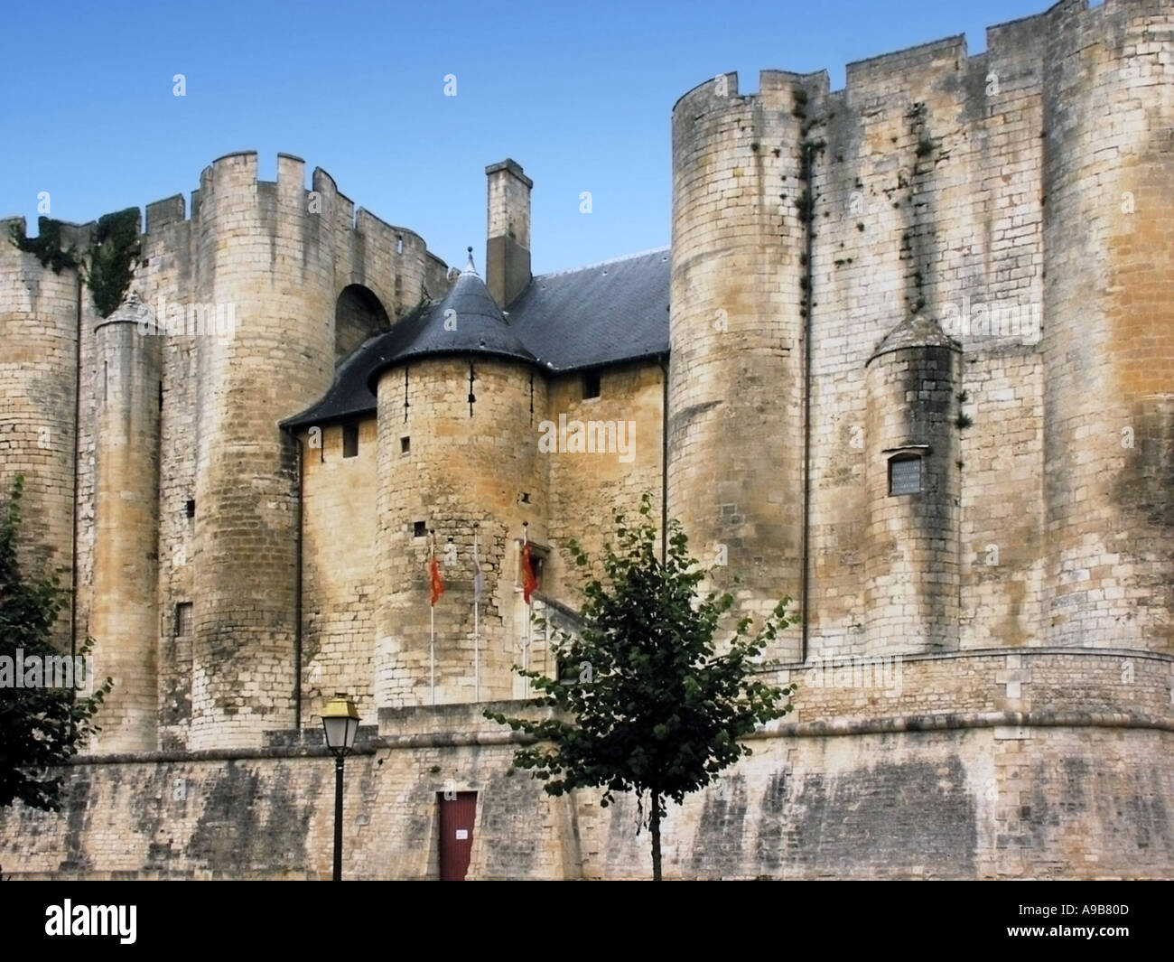 france poitou charentes deux sevres town with donjon keep alongside ...