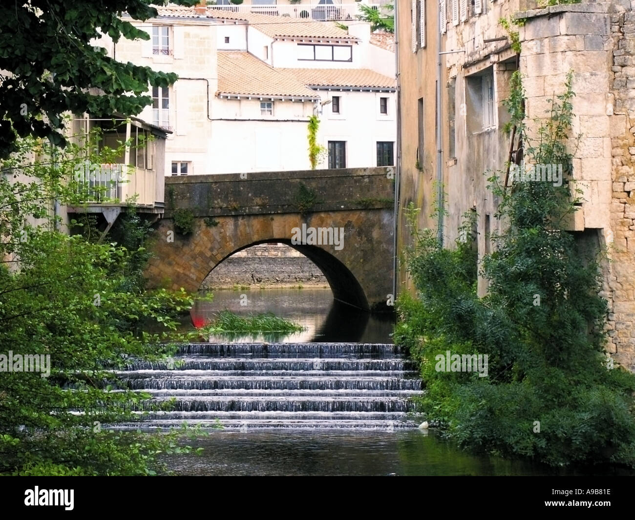 france poitou charentes deux sevres town with donjon keep alongside ...