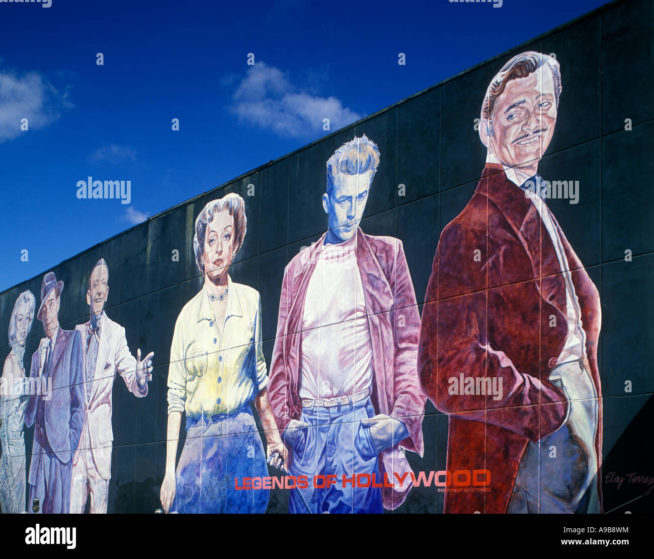 1992 HISTORICAL LEGENDS OF HOLLYWOOD MURAL (©ELOY TORRES 1983) HUDSON ...