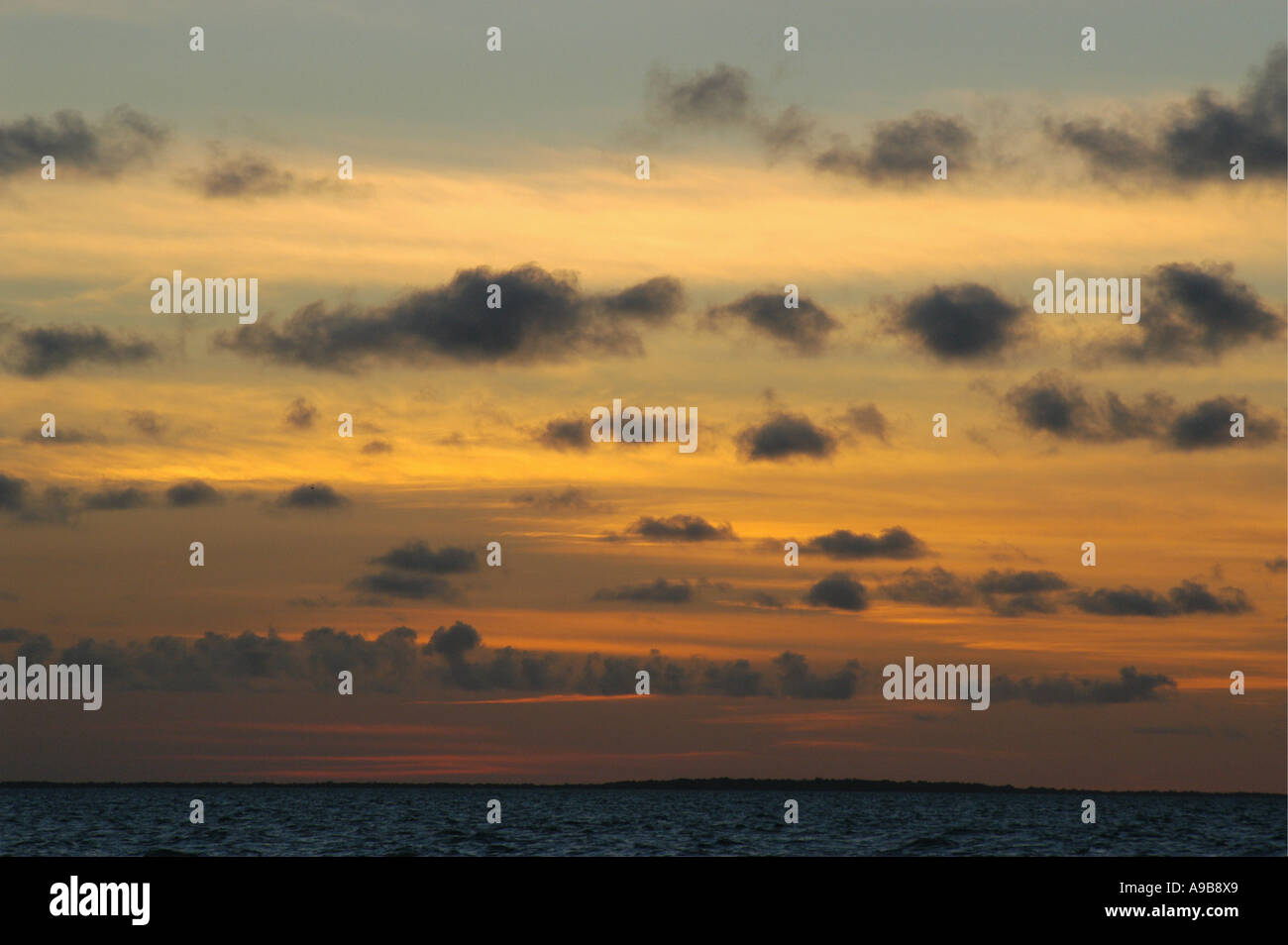 Sunset seen from Isla Holbox in Gulf of Mexico Stock Photo - Alamy