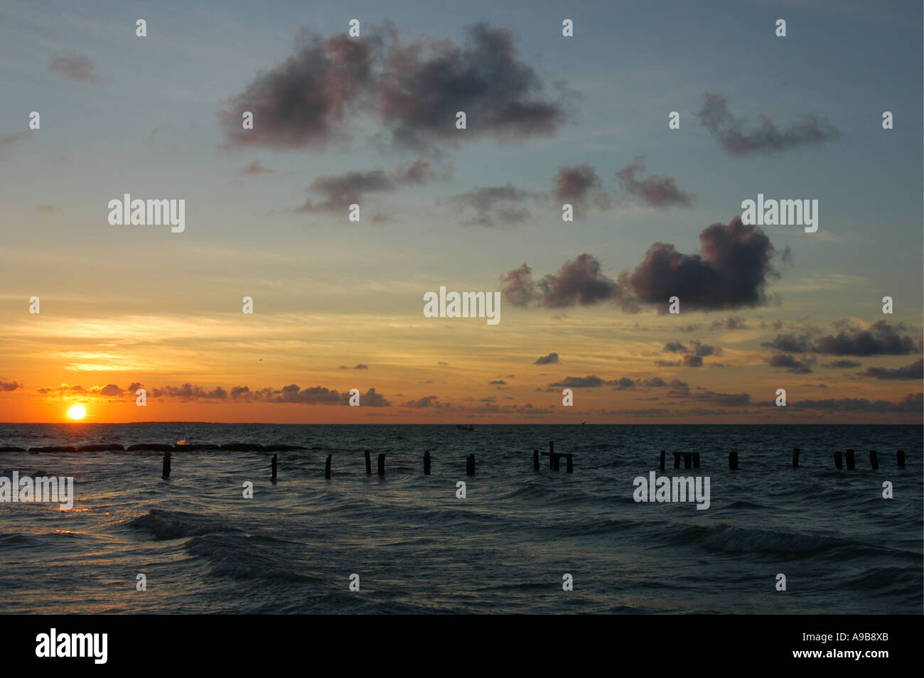 Sunset seen from Isla Holbox in Gulf of Mexico Stock Photo - Alamy