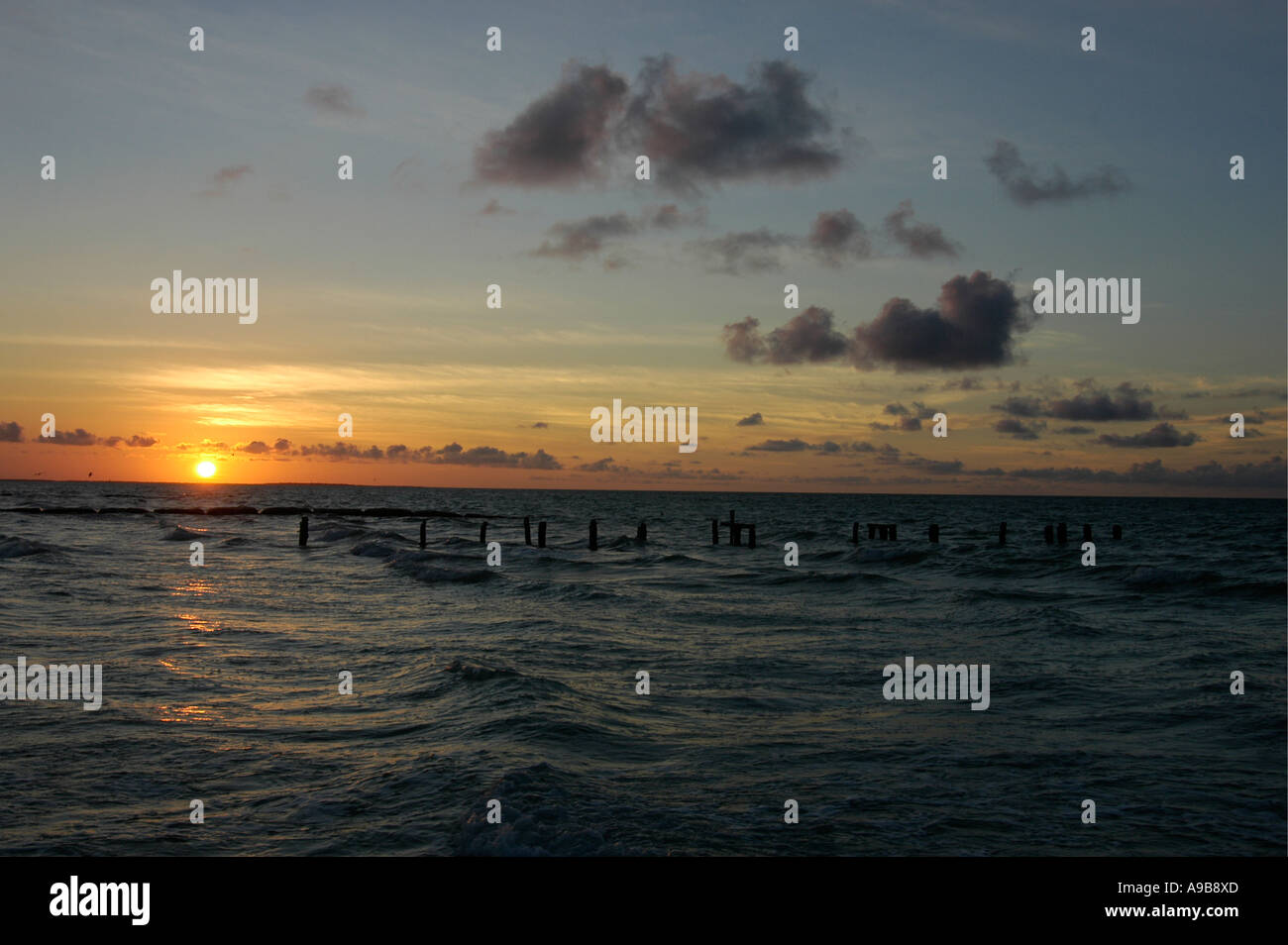 Sunset seen from Isla Holbox in Gulf of Mexico Stock Photo - Alamy