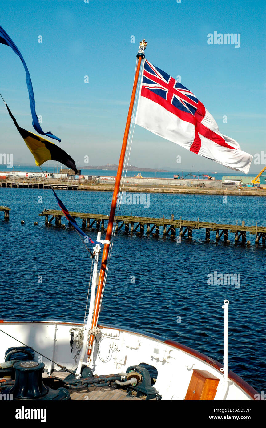 White Ensign flying from the Royal Yacht Britannia,Ocean Quay,Firth of ...