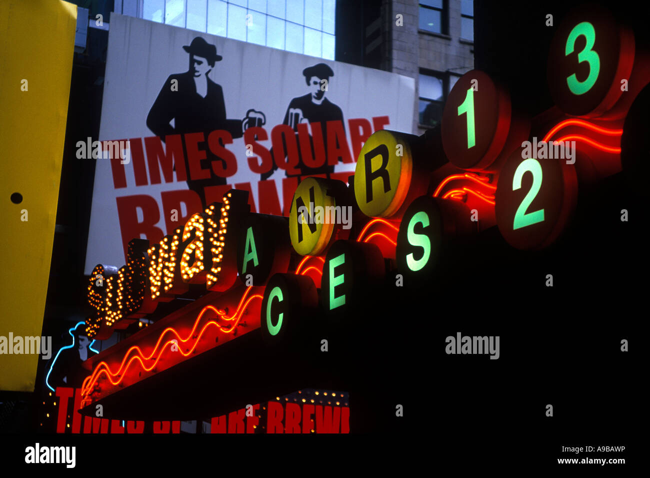 OUTSIDE SUBWAY ENTRANCE SIGN FORTY SECOND STREET MIDTOWN MANHATTAN NEW ...