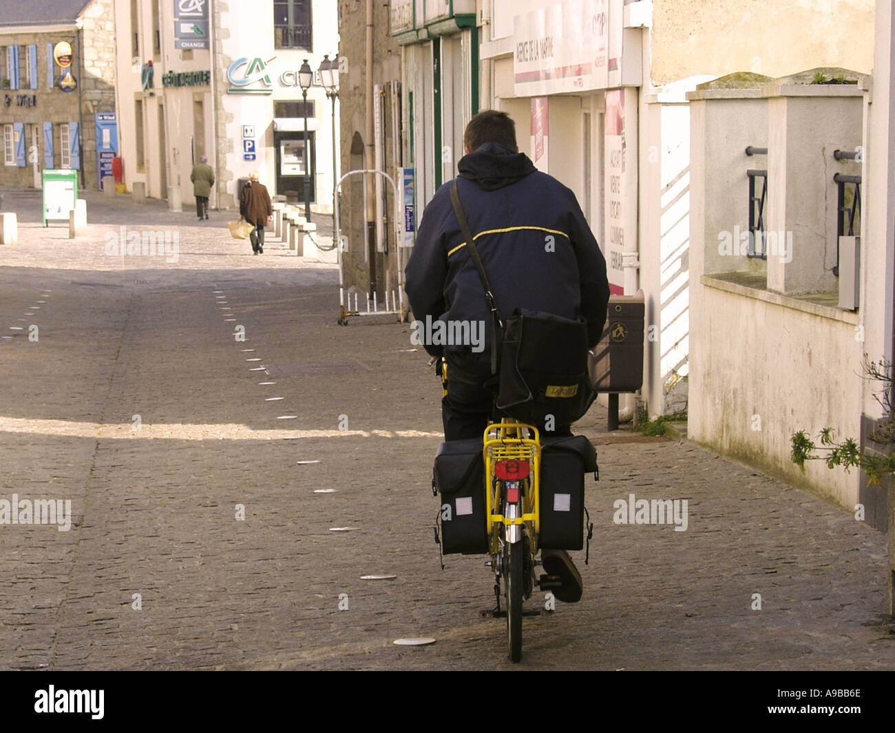 france postman on bicycle making deliveries port louis brittany Stock ...
