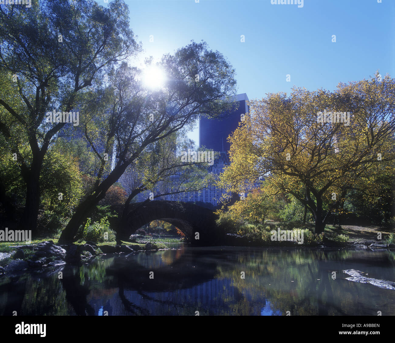 GAPSTOW BRIDGE (©CALVERT VAUX 1860) POND CENTRAL PARK MANHATTAN NEW ...