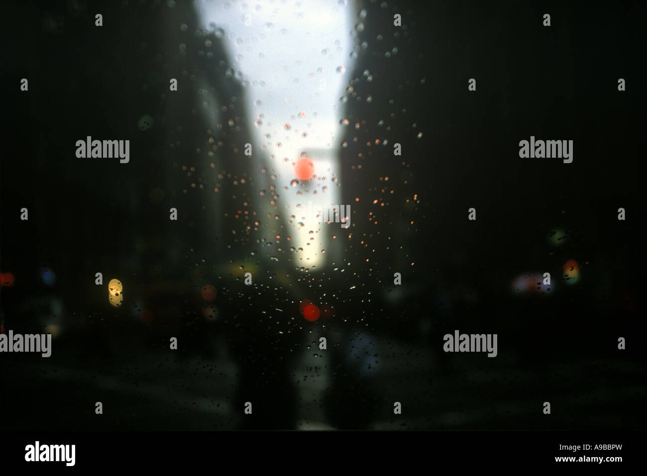 RAIN ON CAR WINDOW STORM SEVENTH AVENUE MIDTOWN MANHATTAN NEW YORK CITY ...