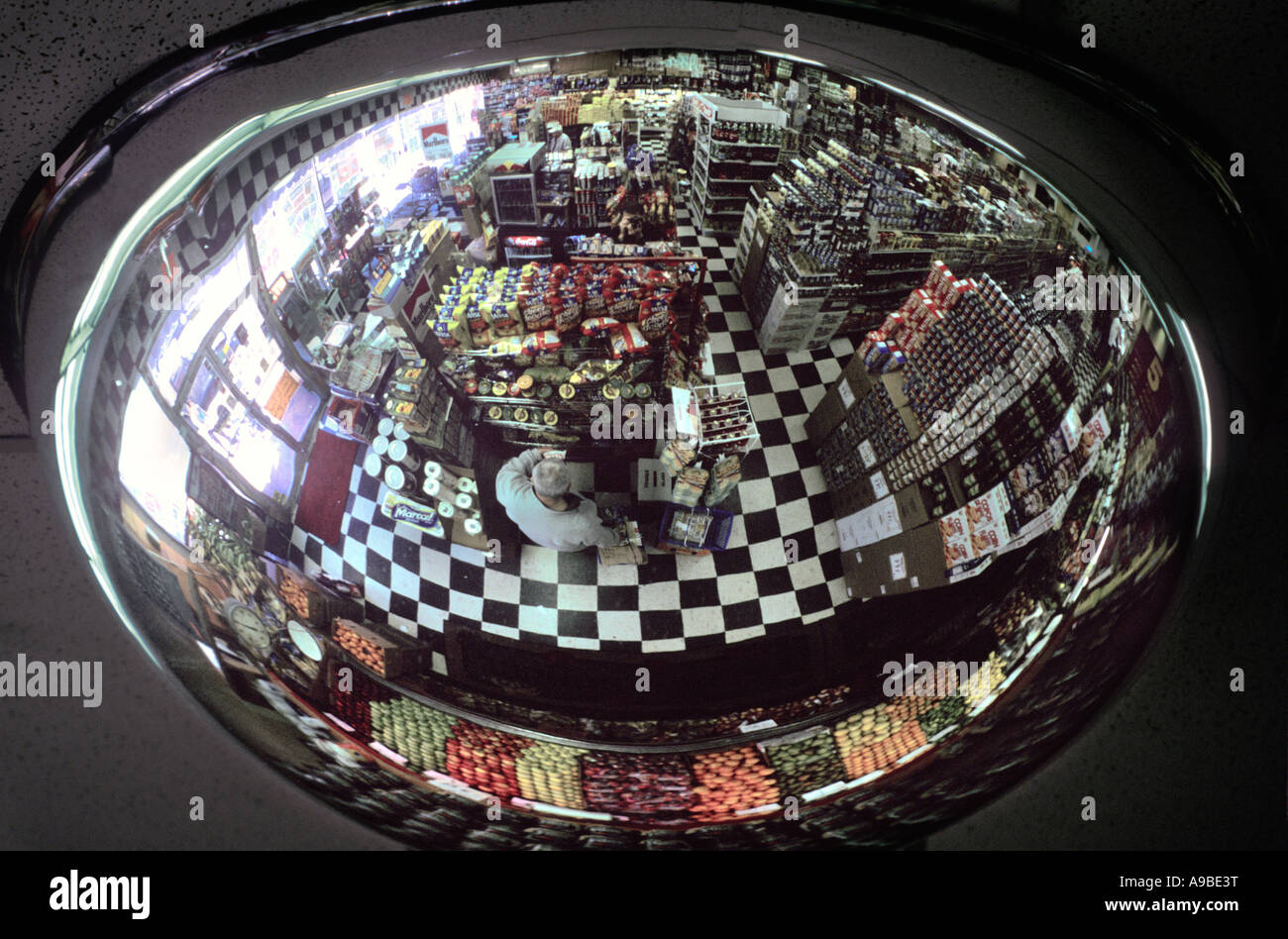 INTERIOR OF SUPERMARKET REFLECTED IN MIRROR Stock Photo - Alamy