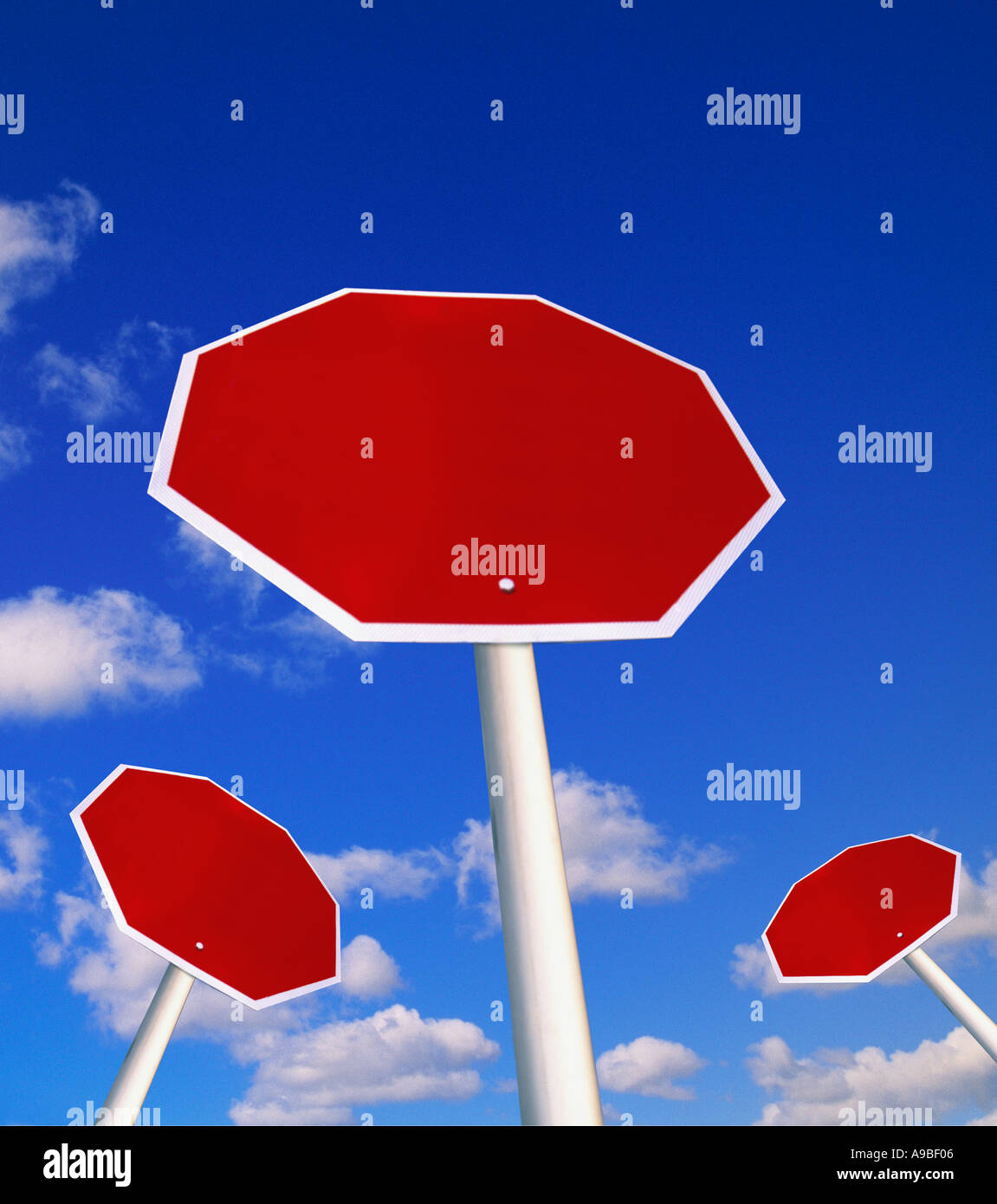 Three Blank Red Road Signs Stock Photo - Alamy