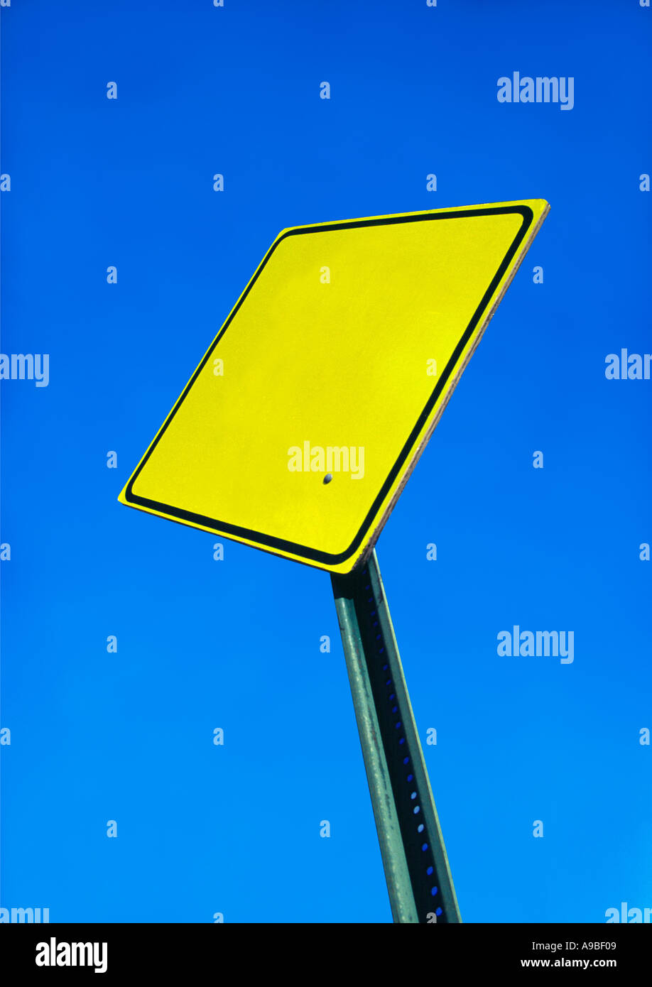 Blank Yellow Road Sign Stock Photo - Alamy