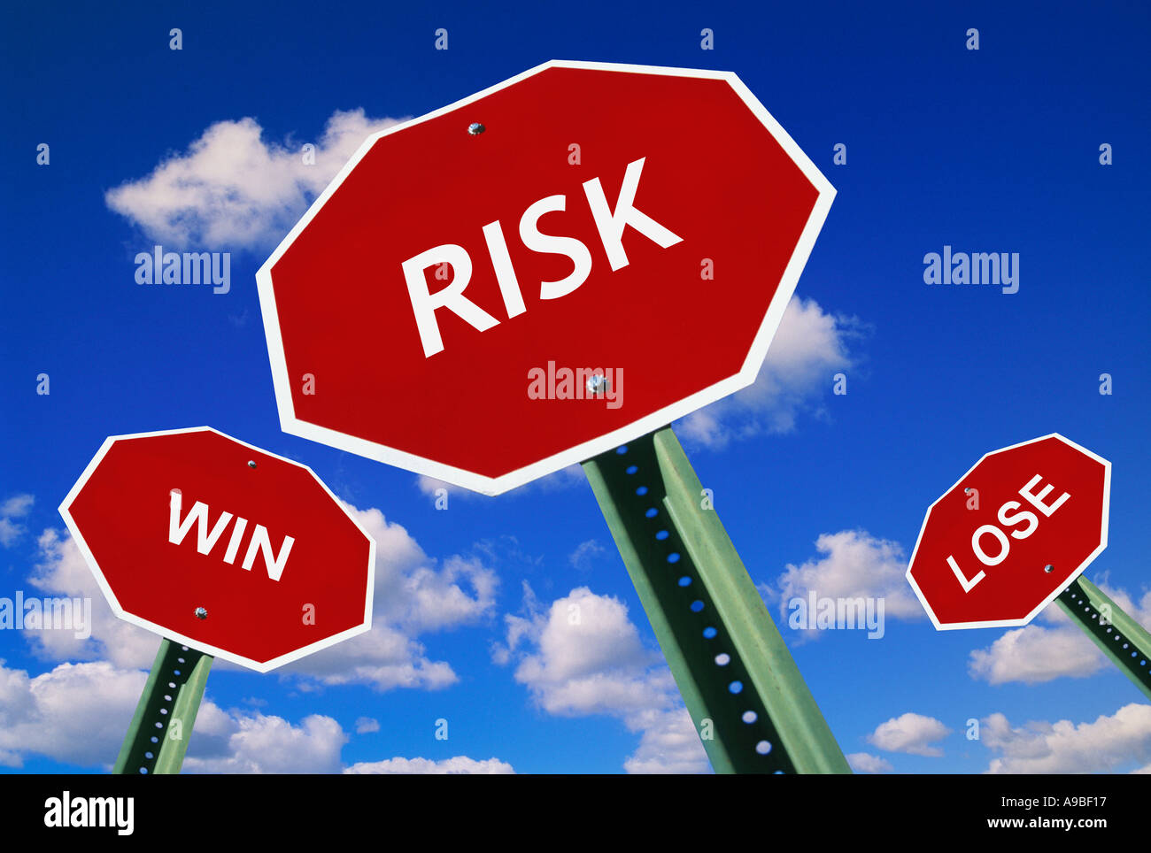 Win Risk Lose Road Sign Financial Concept Stock Photo - Alamy
