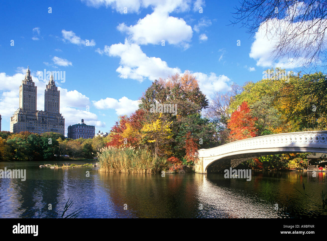 BOW BRIDGE (©CALVERT VAUX 1860) THE LAKE CENTRAL PARK MANHATTAN NEW ...