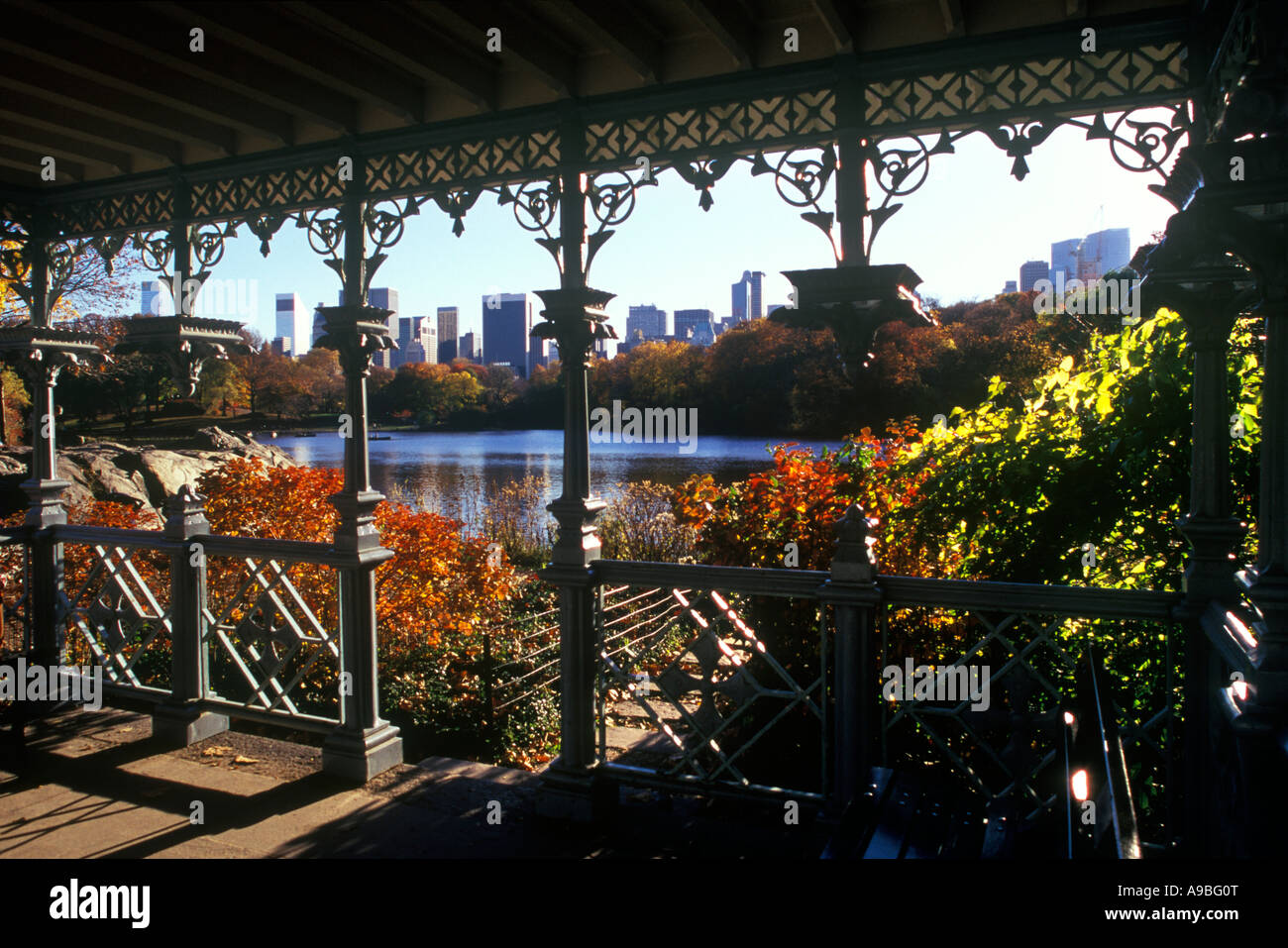 LADIES PAVILION (©CALVERT VAUX 1860) LAKE CENTRAL PARK MANHATTAN NEW ...