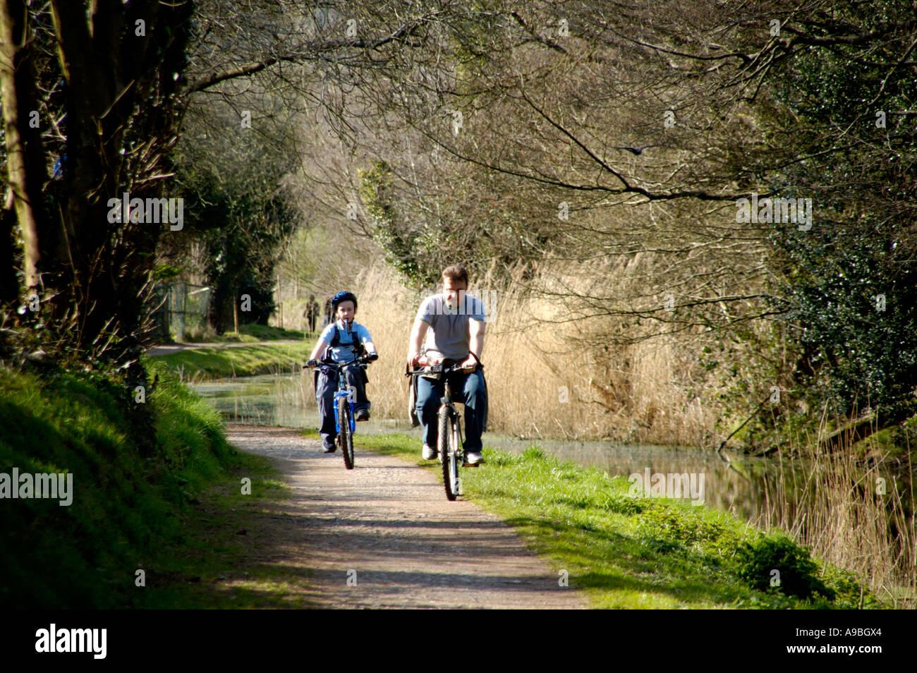 Men cycling on the towpath hi-res stock photography and images - Alamy