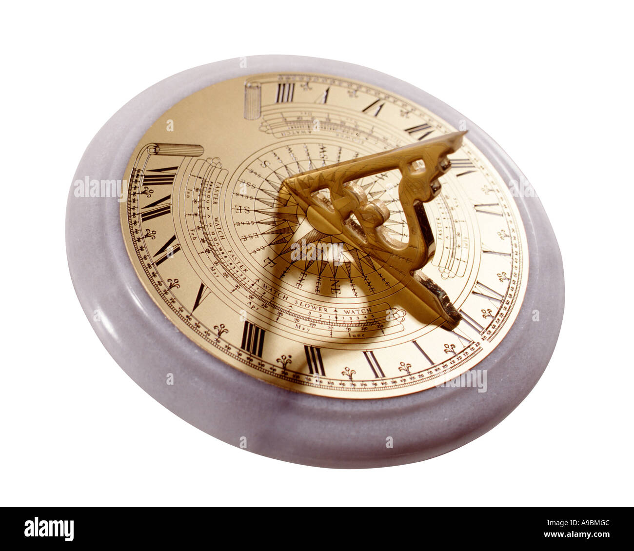 Sundial on white background with clipping path Stock Photo - Alamy
