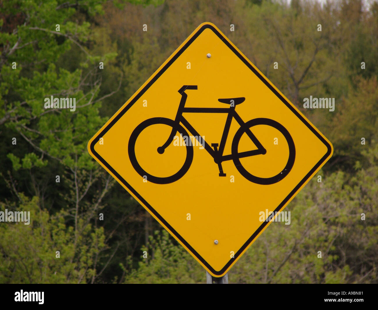 AJD42670, road sign, Bike Route Ahead sign Stock Photo - Alamy