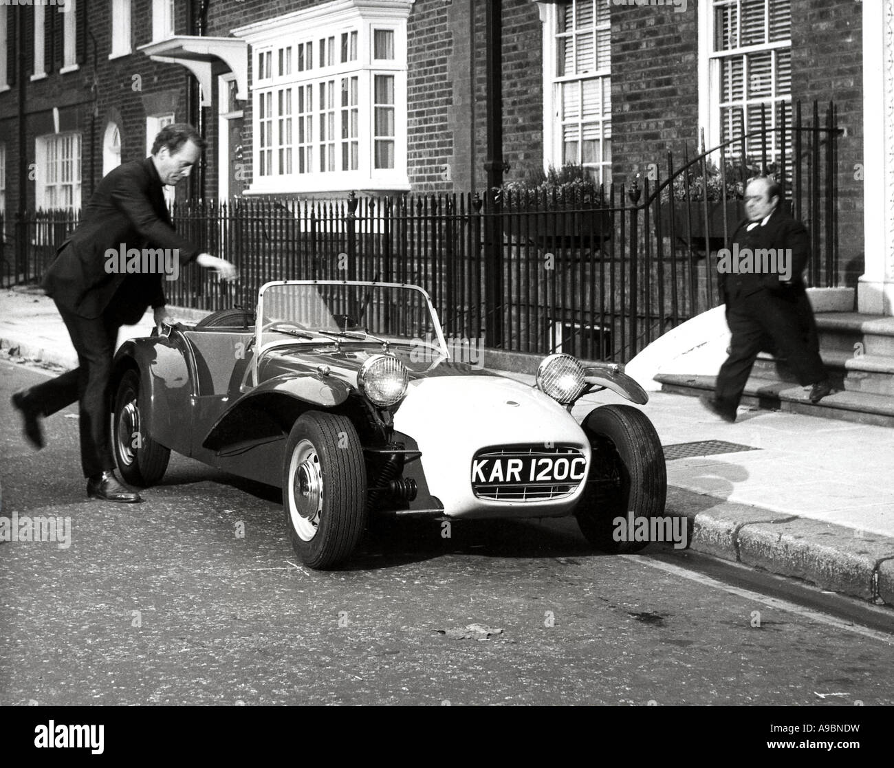 THE PRISONER - 1967 UK TV series with Patrick McGoohan at left and ...