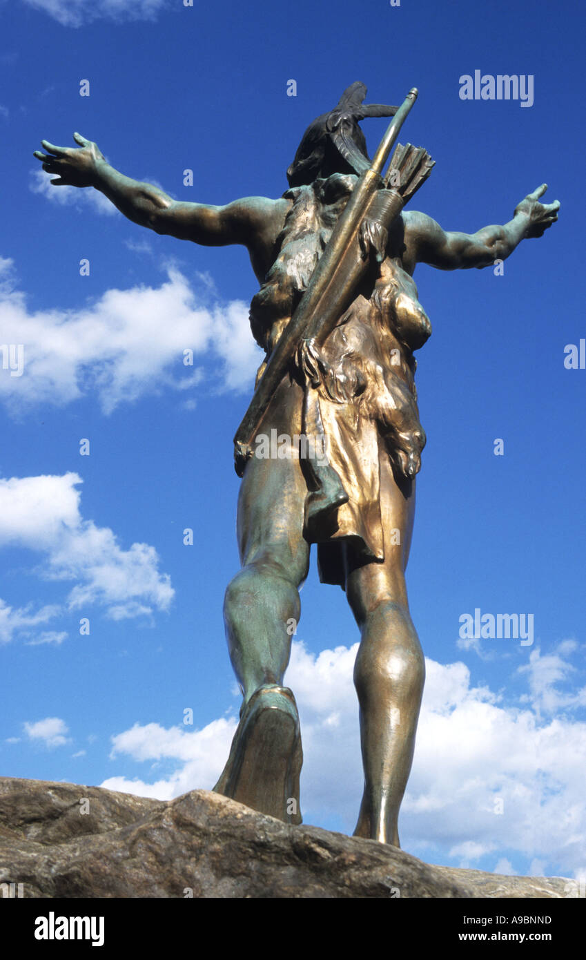 at the beginning of the 100 mile Mohawk Trail the bronze statue of a ...
