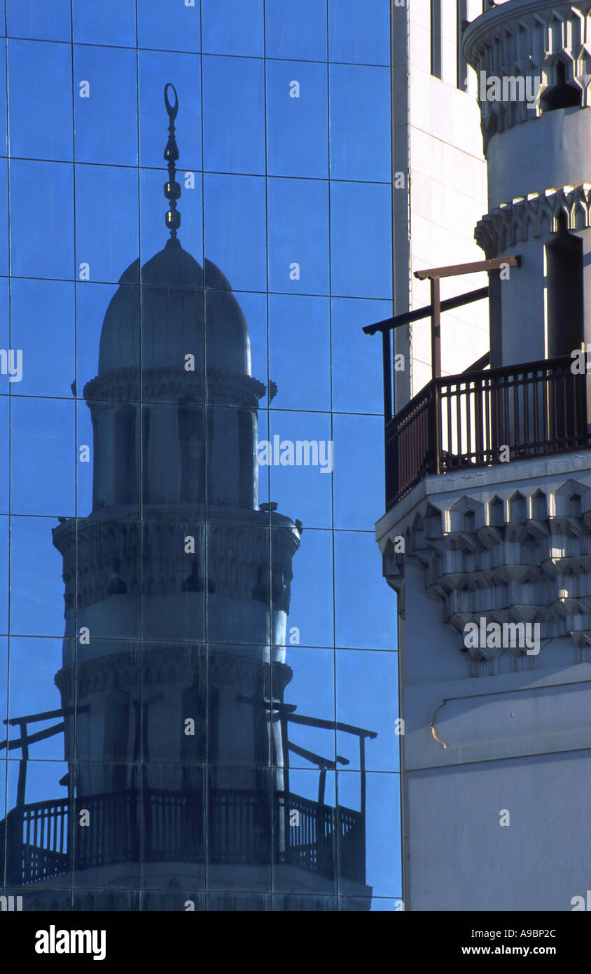 Al Muthana Mosque Minaret Reflected in the Batelco Building Manama ...