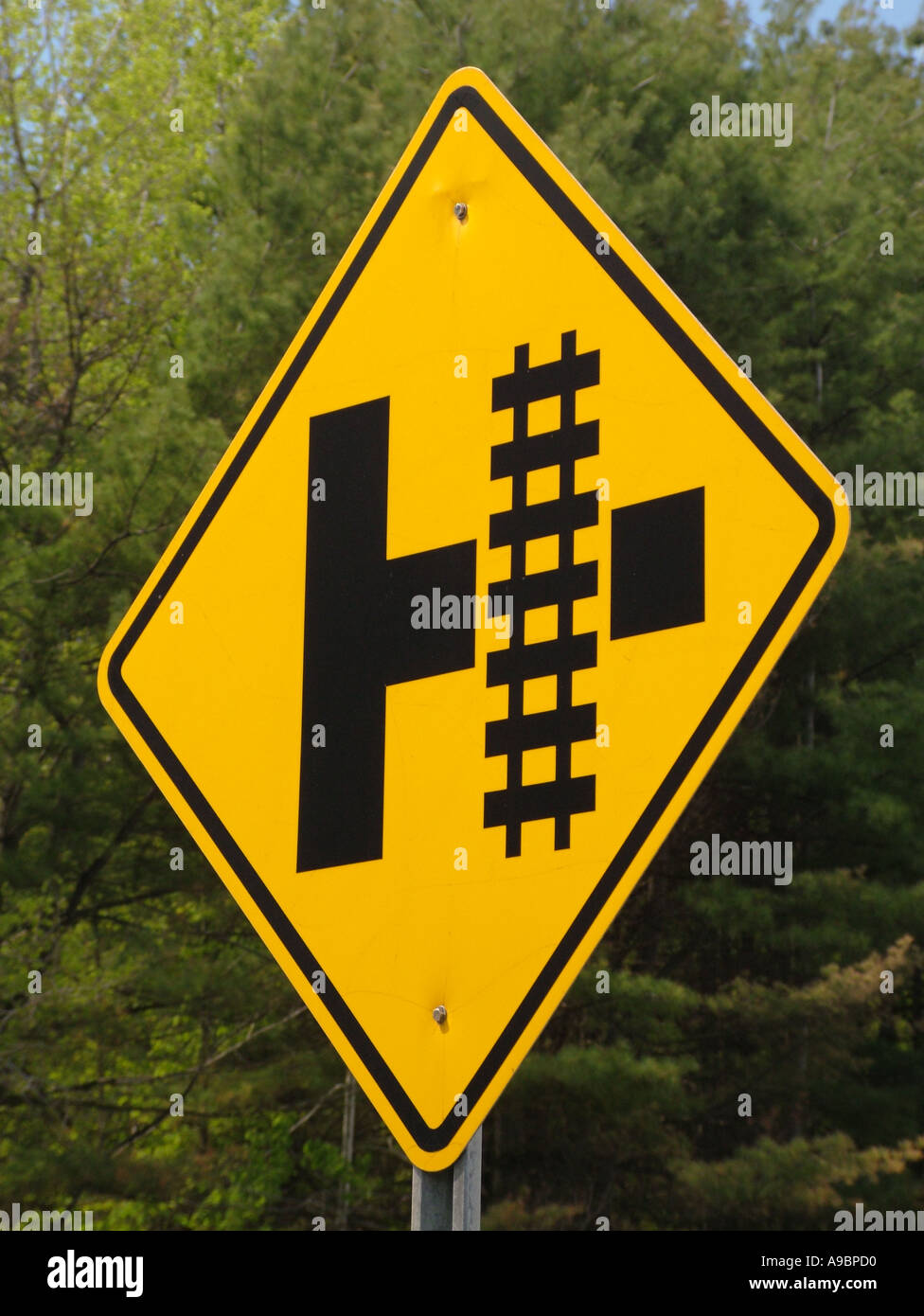 AJD42742, road sign, Railroad Crossing sign, approaching railroad ...