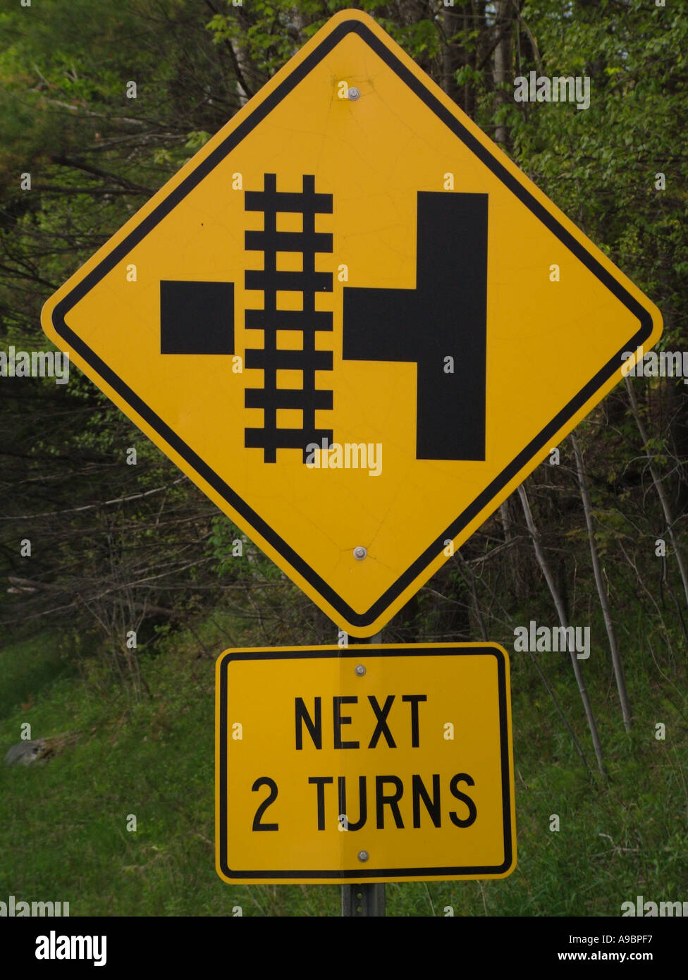 AJD42746, road sign, Railroad Crossing sign, approaching railroad ...