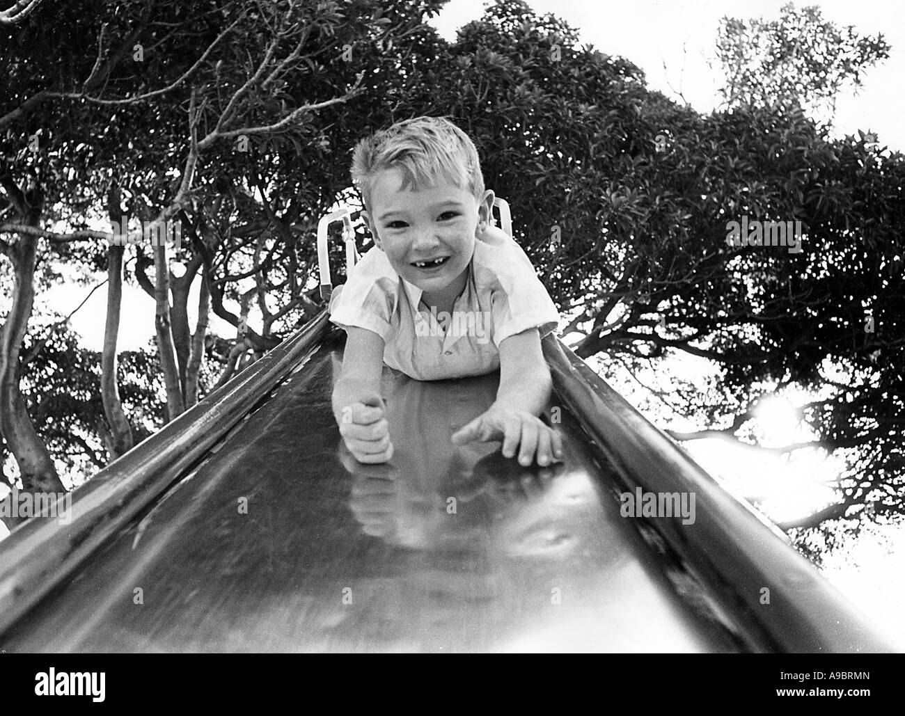 A park slide Black and White Stock Photos & Images - Alamy
