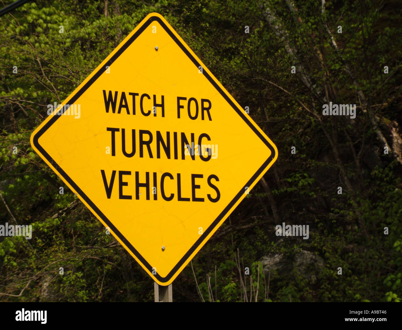 AJD42784, road sign, Watch For Turning Vehicles Stock Photo - Alamy