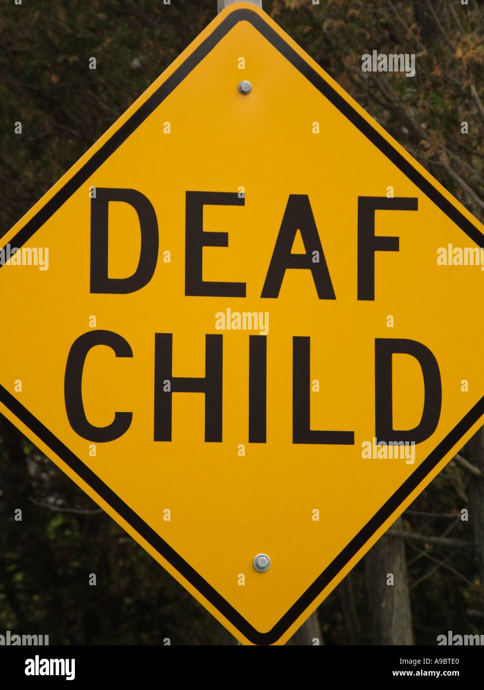 AJD42824, road sign, Deaf Child Stock Photo - Alamy