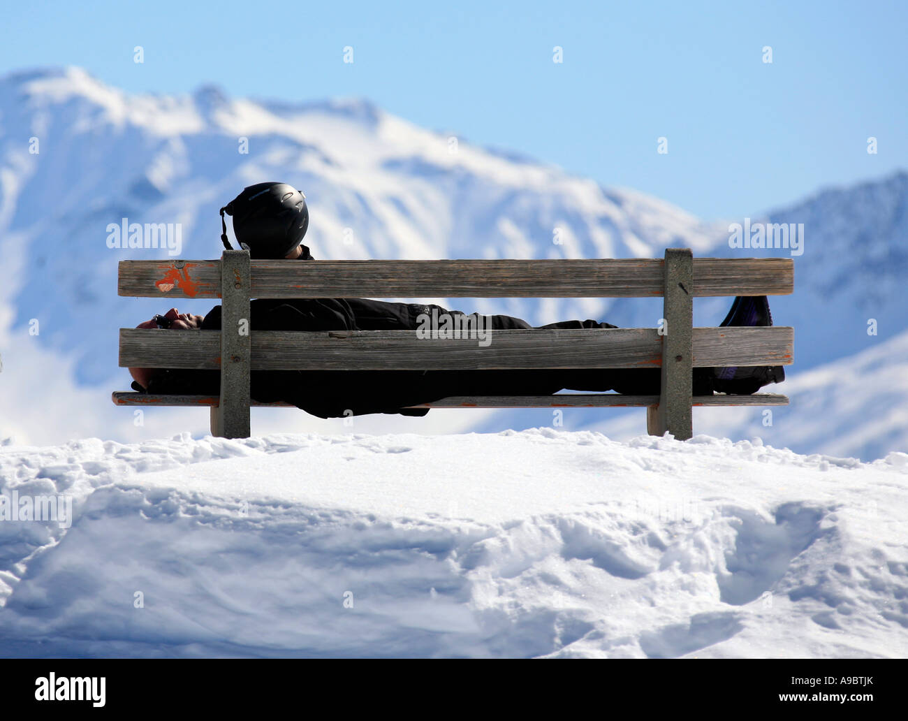 Bench klosters snow winter hi-res stock photography and images - Alamy