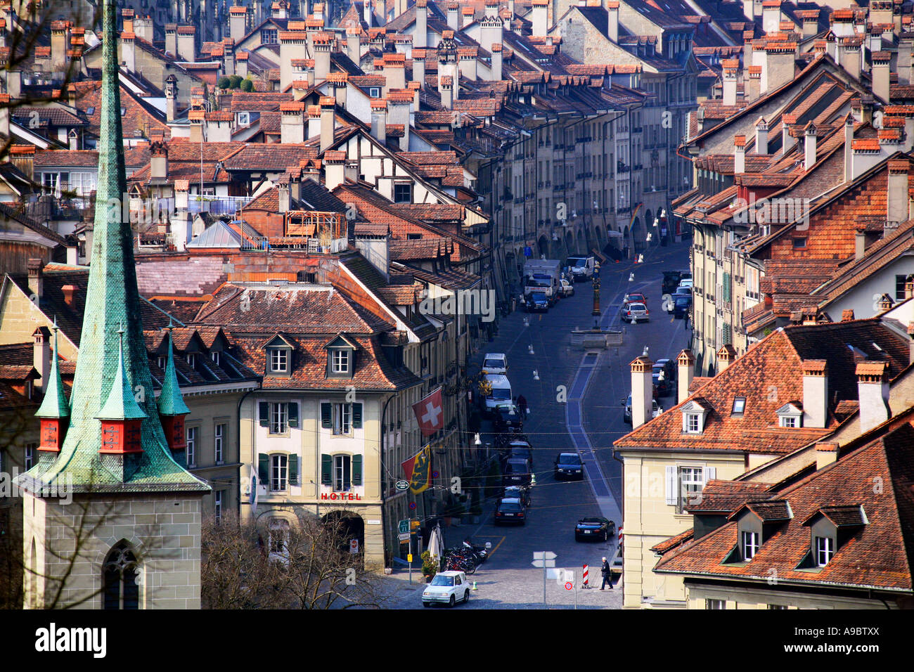 Gerechtigkeitsgasse street Bern viewed from Rosegarten Stock Photo - Alamy