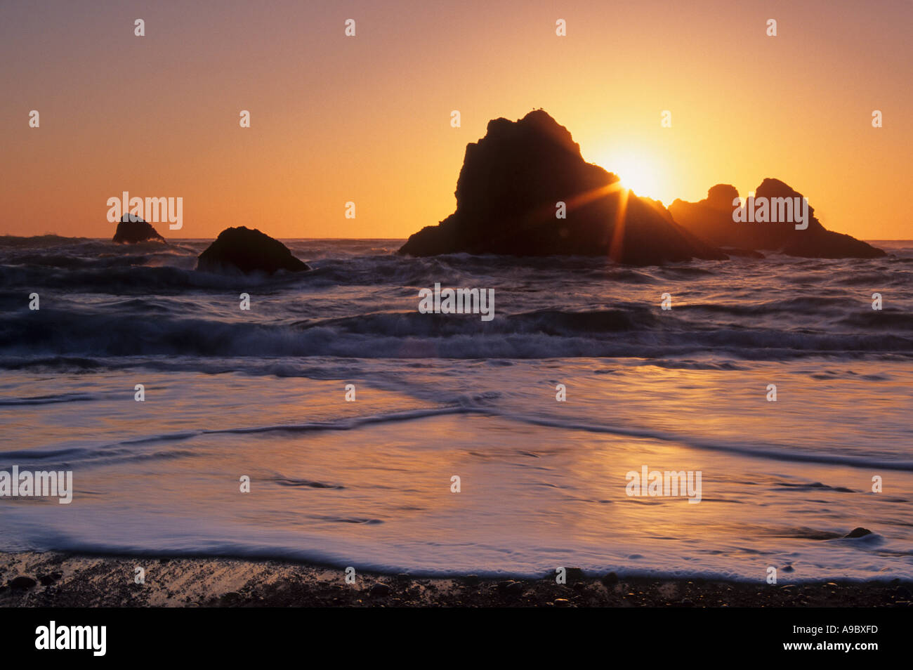 Sunset over the Pacific at Westport Union Landing State Beach in ...