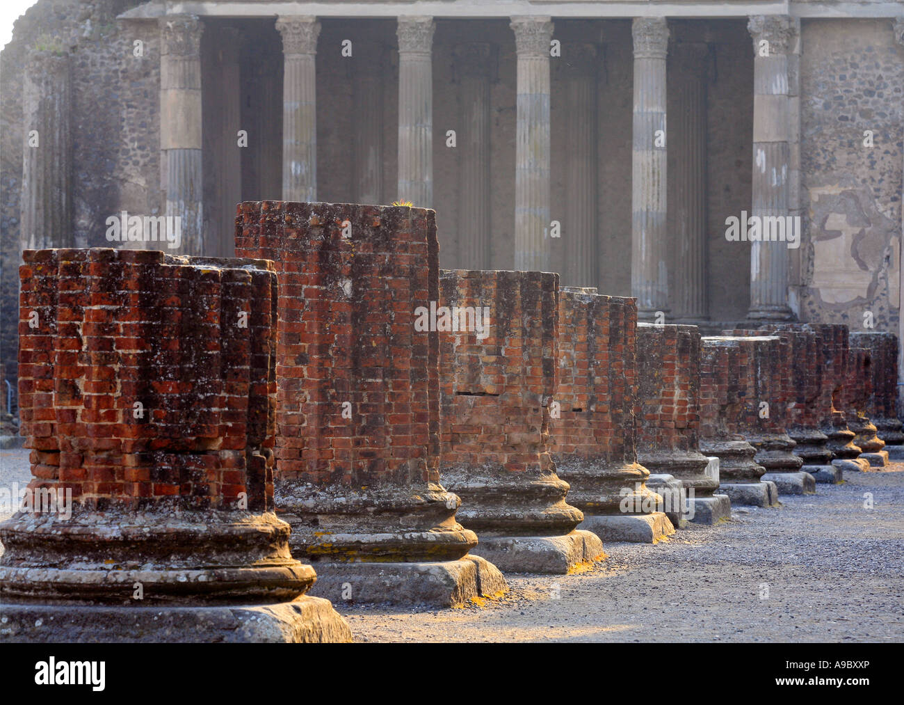Column bases of Basilica in Pompeii Italy Stock Photo - Alamy