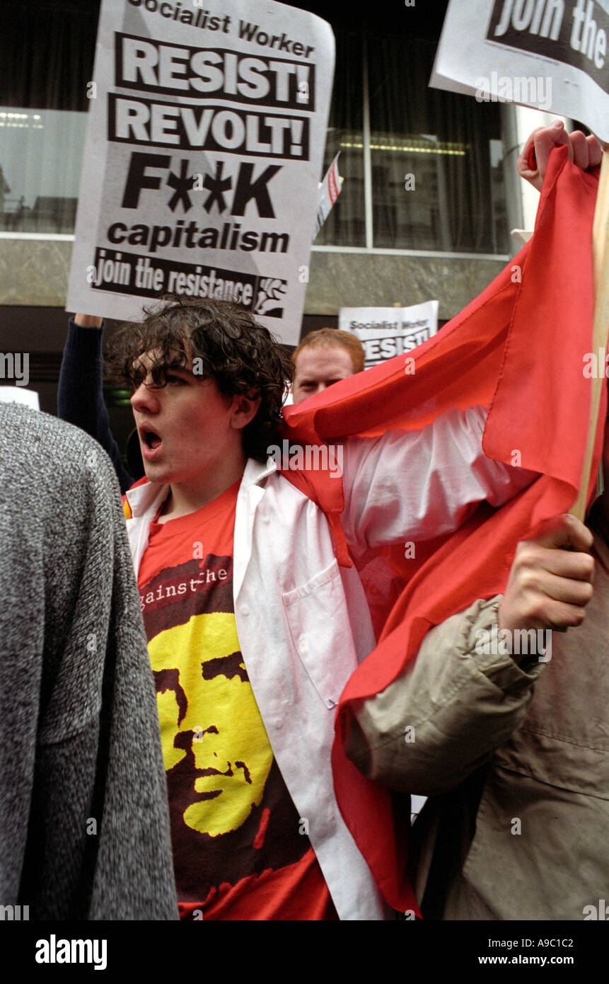 Anti globalisation activists rally protest march hi-res stock ...