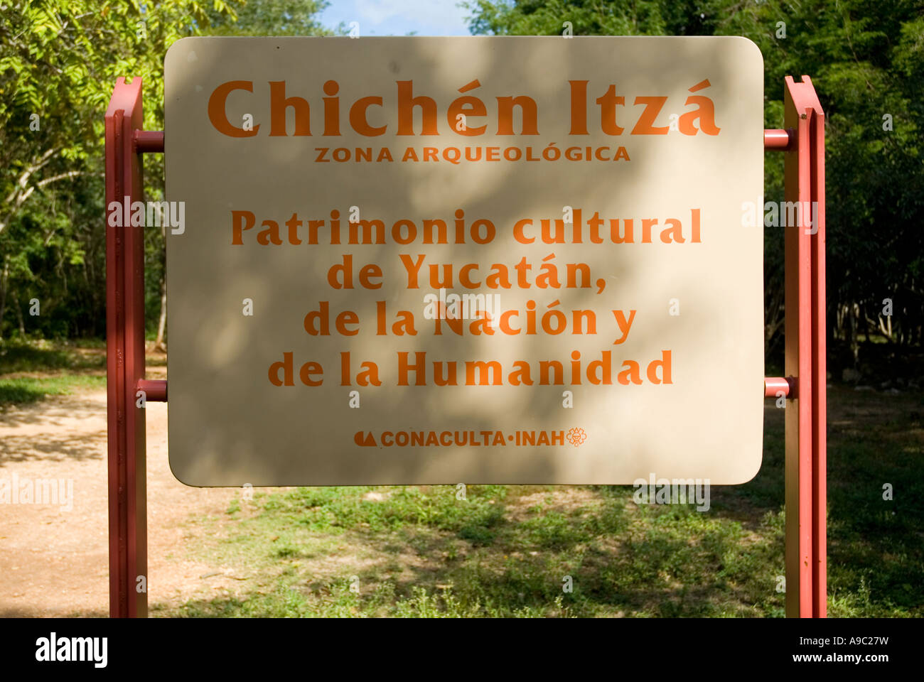 Chichen Itza entrance sign Stock Photo - Alamy