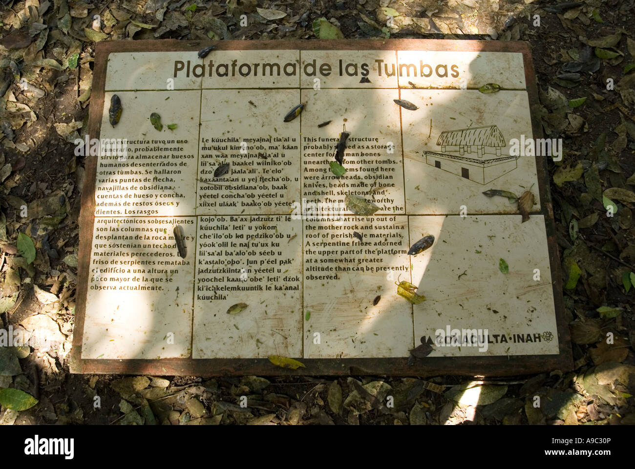 Chichen Itza Yucatan platform of the tombs,grave sign Mexico Stock ...
