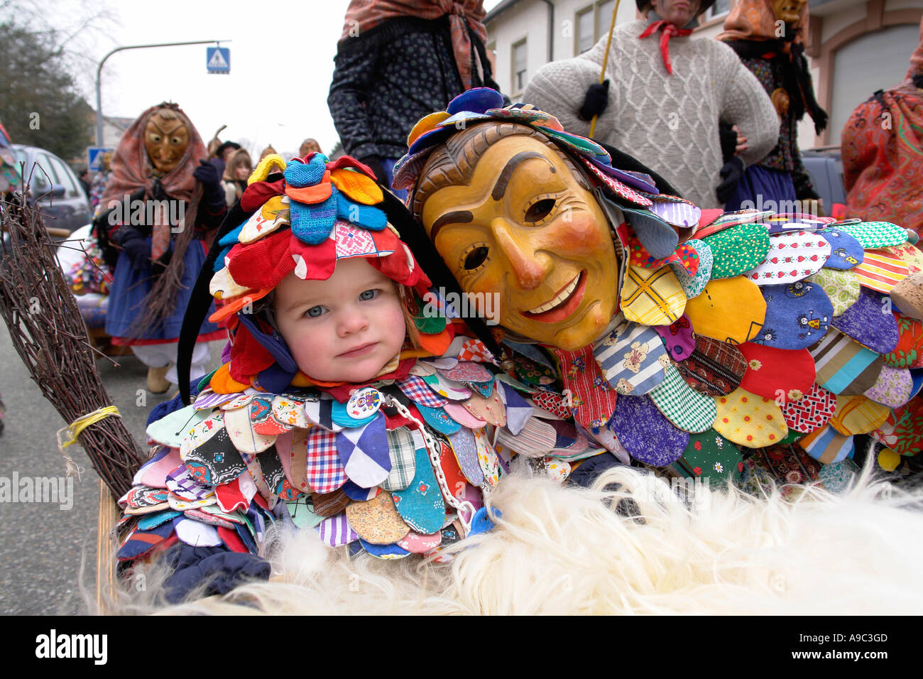 Clown and baby Carneval parade in Baden Württemberg Germany Stock Photo ...